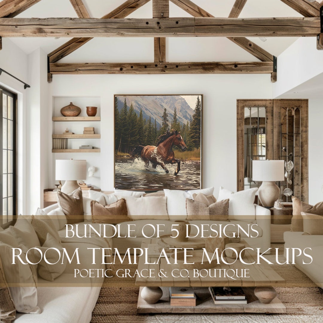 Frame Room Template Mockup Modern Farmhouse Bundle 5 Design Room ...