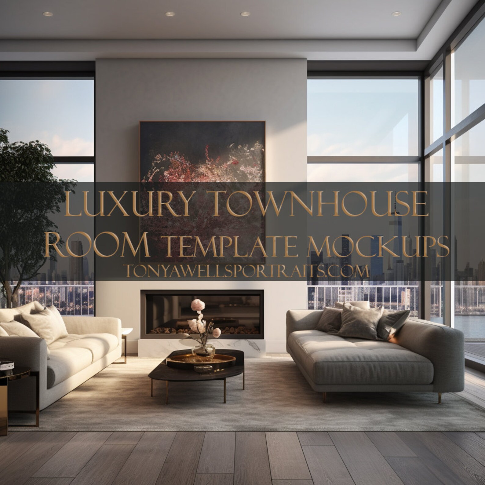 Luxury Townhouse Room Mockup Templates: Artist Showcase (digital ...