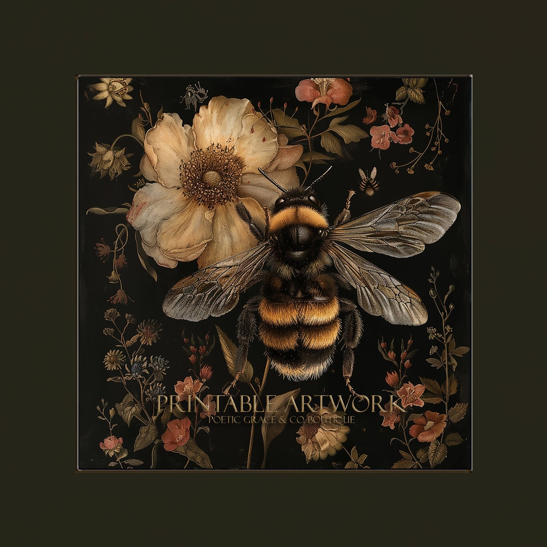 Cottage Core Art | Printable Artwork Collection of 4| Bumble Bee ...