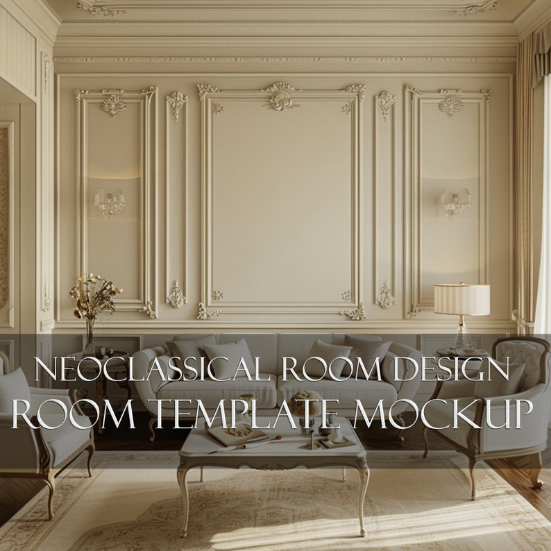 Neoclassical Chic Room Mockups: Artwork Template Bundle - Etsy
