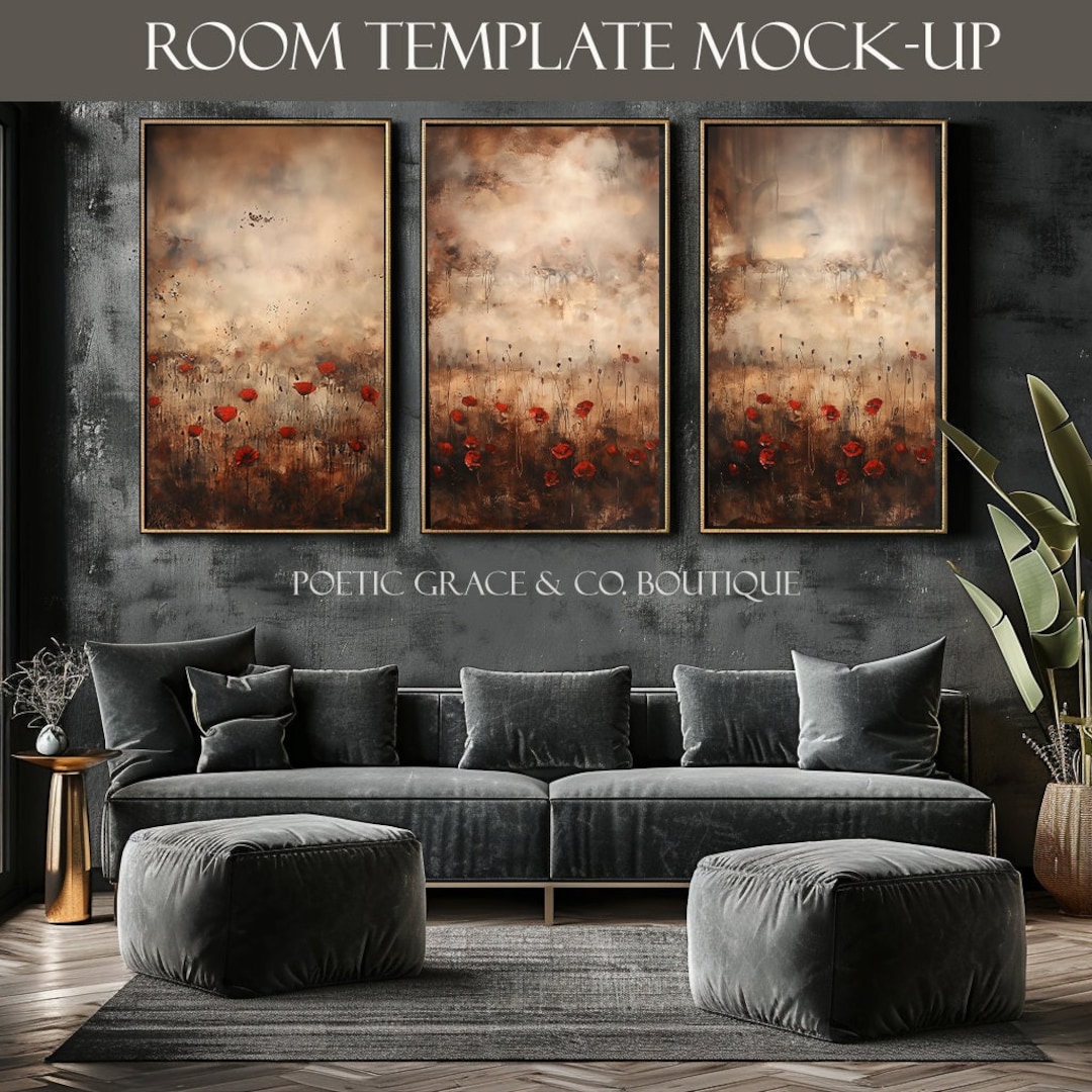 Triptych Frame Room Template Mockup - Etsy