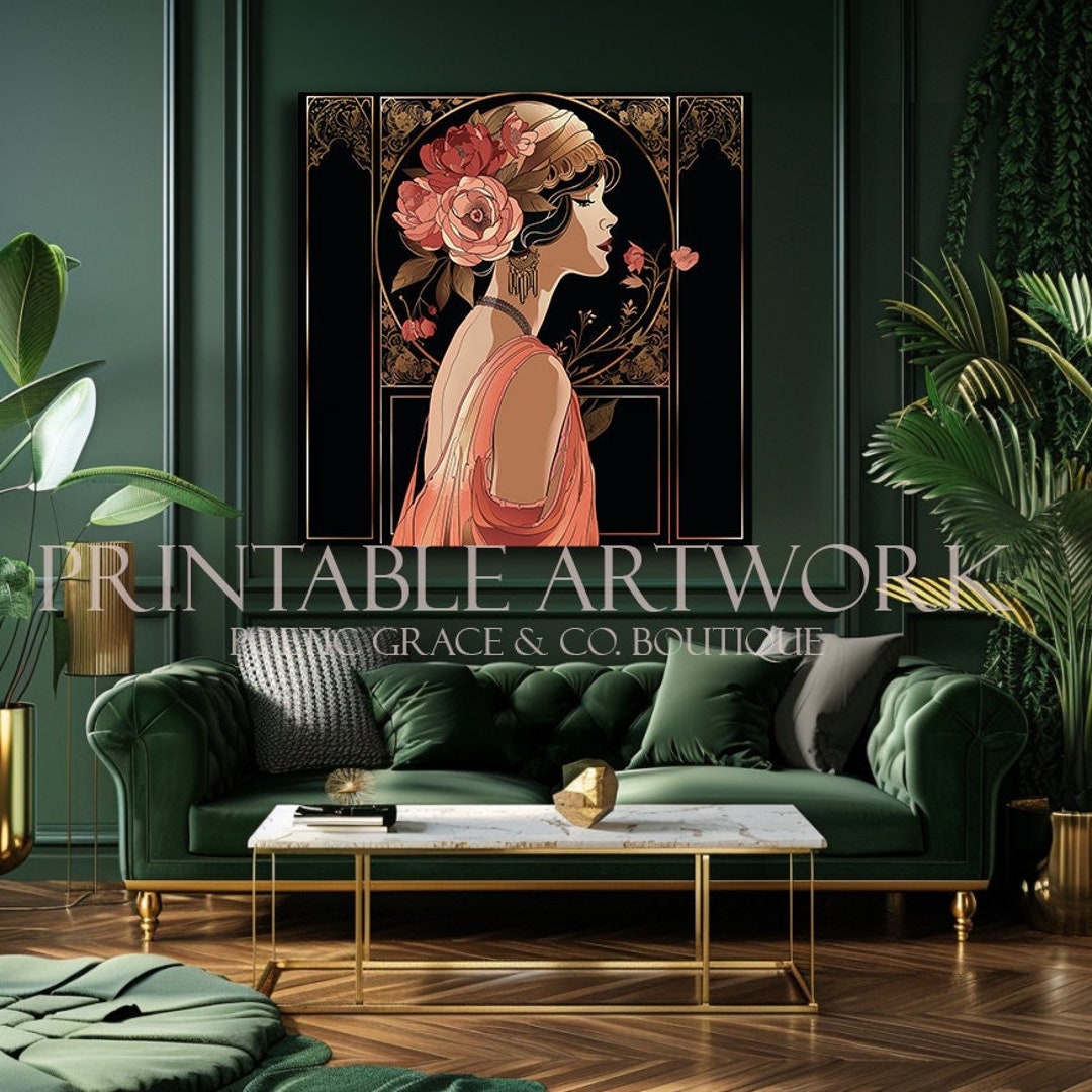 Wall Art Printable Vintage Home Decor Art Deco Wall Art Gatsby Style ...