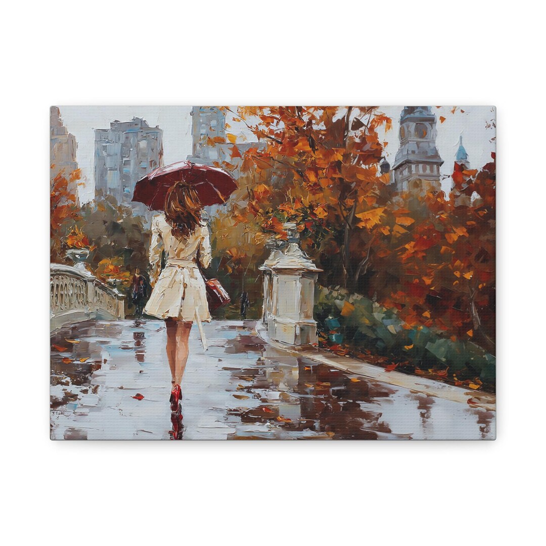 Autumn Stroll Canvas Art Print, Cozy Fall Wall Decor - Etsy