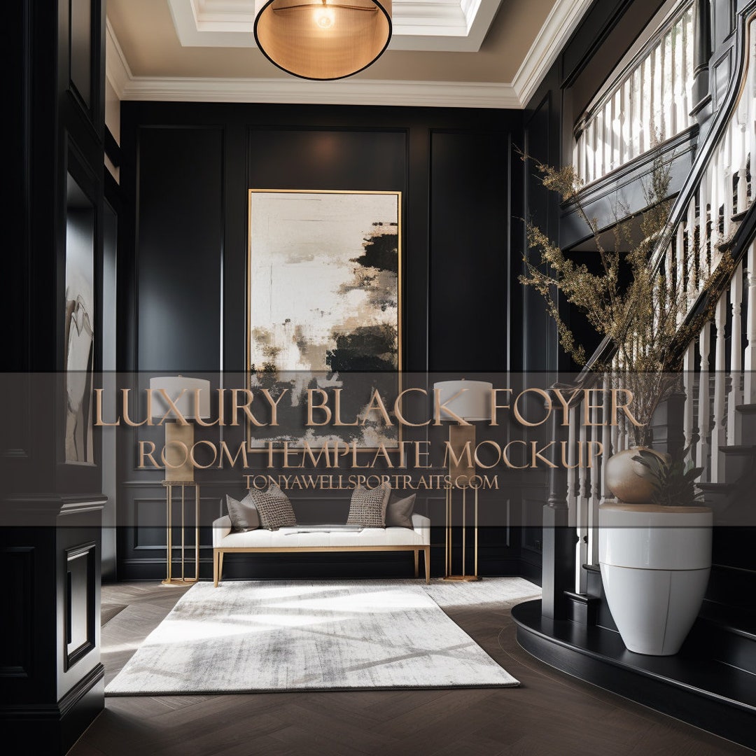 Luxury Frame Mockups/ Bundle of 3 Designs/ Luxury Black Foyer Room ...