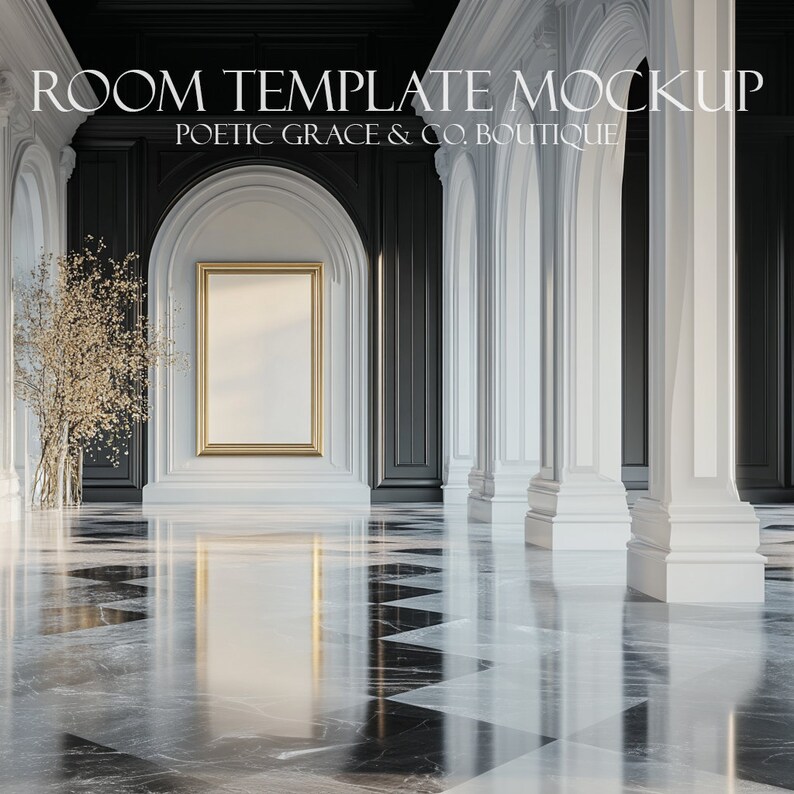 Elegant Room Mockup Template: Gold Frame Artwork Display (bundle of 5 ...