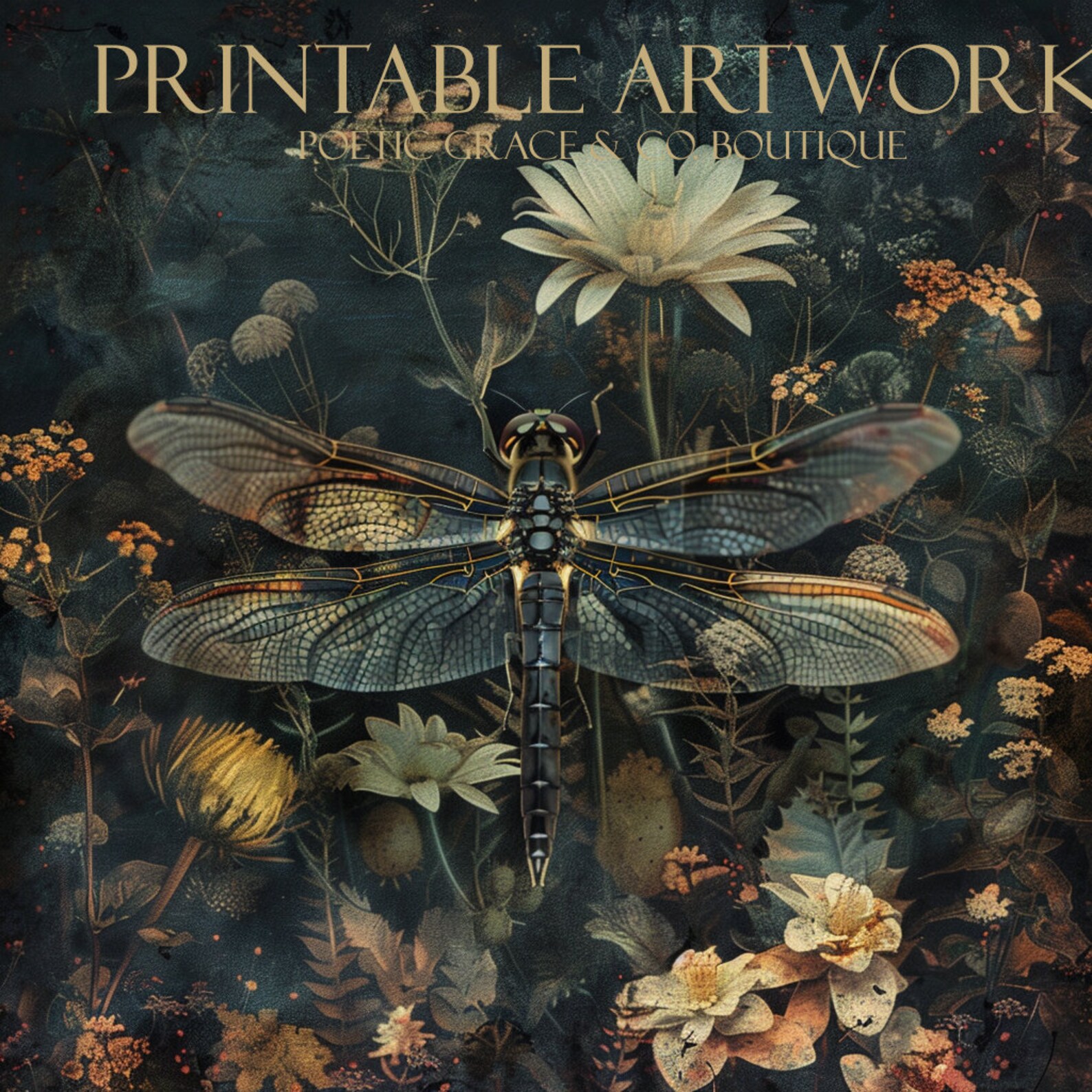 PRINTABLE ARTWORK / Dragonfly Art / Collection of Four / Enchanted ...