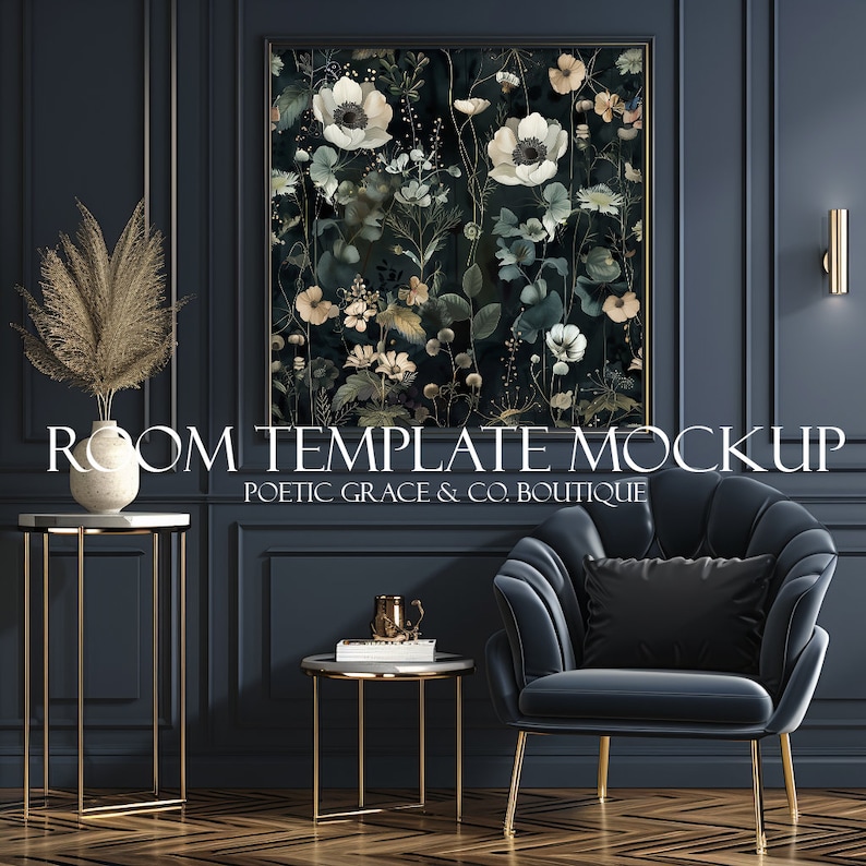 Navy Foyer Room Mockup: Gold Frame Art Template (digital Download) - Etsy