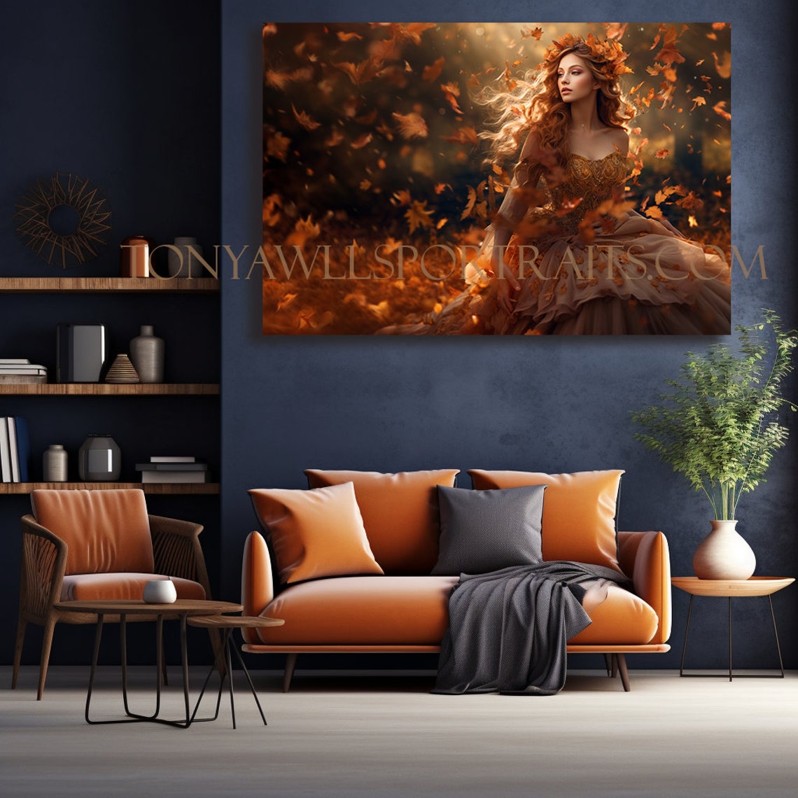Enchanting Lady in Fall: Ethereal Artwork Print Instant Download - Etsy