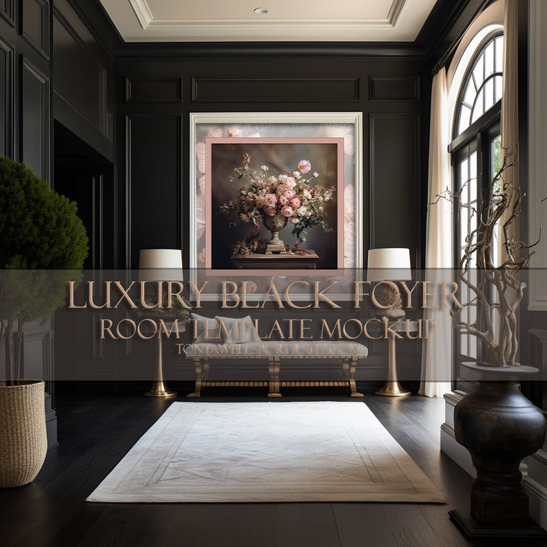 Luxury Frame Mockups/ Bundle of 3 Designs/ Luxury Black Foyer Room ...