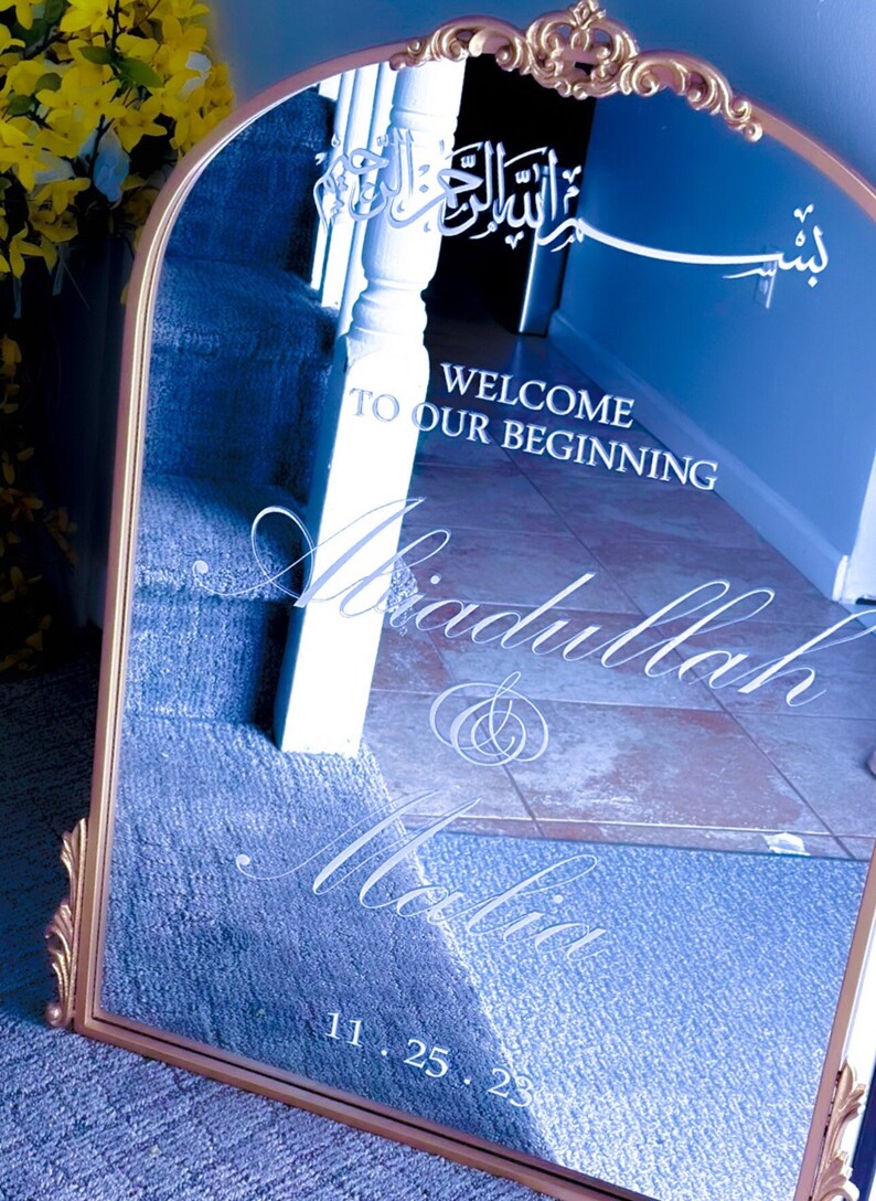 Trendy Gold Arch Mirror for Elegant Wedding Welcome Sign Custom ...