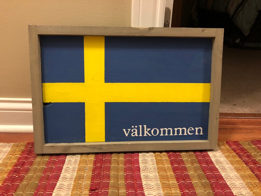 Farmhouse Swedish Flag Valkommen Sign - Etsy