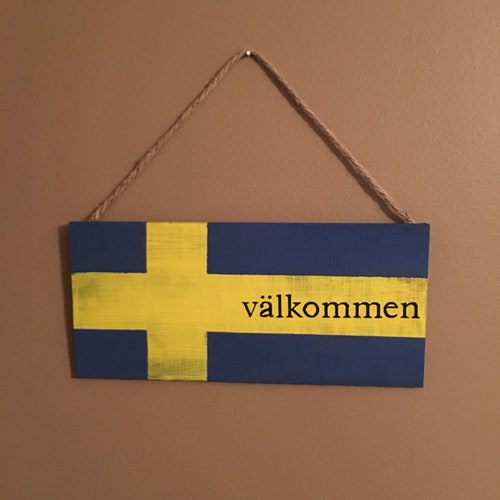 Farmhouse Swedish Flag Valkommen Sign - Etsy