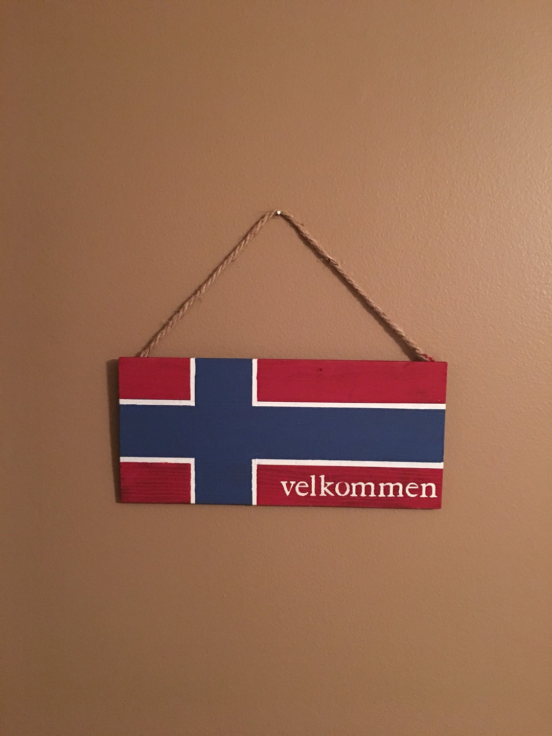 Farmhouse Norwegian Flag Velkommen Sign - Etsy