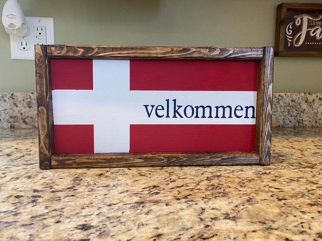 Farmhouse Danish Flag Velkommen Sign Denmark - Etsy