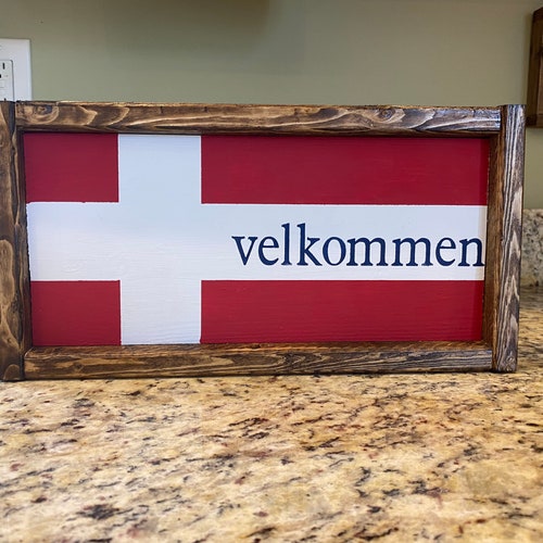 Farmhouse Danish Flag Velkommen Sign Denmark - Etsy