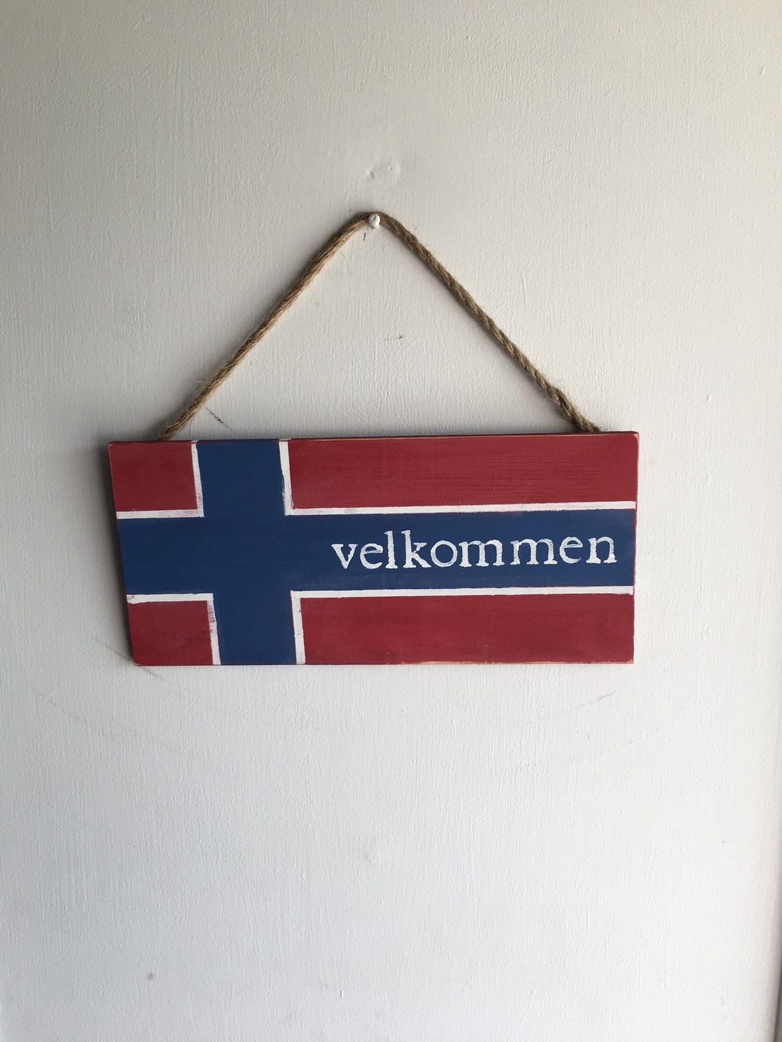Farmhouse Norwegian Flag Velkommen Sign - Etsy