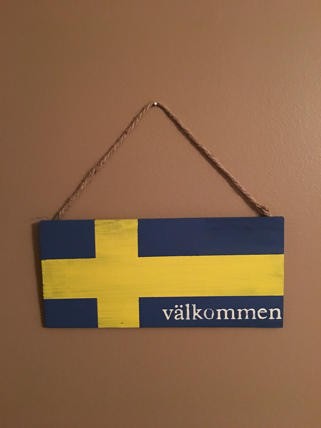 Farmhouse Swedish Flag Valkommen Sign - Etsy