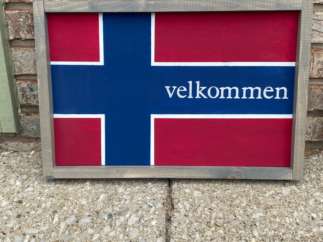 Farmhouse Norwegian Flag Velkommen Sign - Etsy