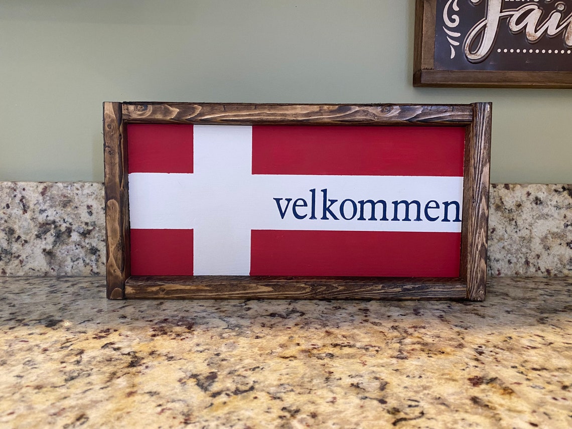Farmhouse Danish Flag Velkommen Sign Denmark - Etsy