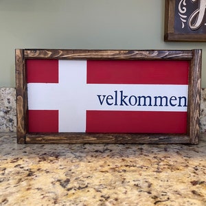 Farmhouse Danish Flag Velkommen Sign Denmark - Etsy