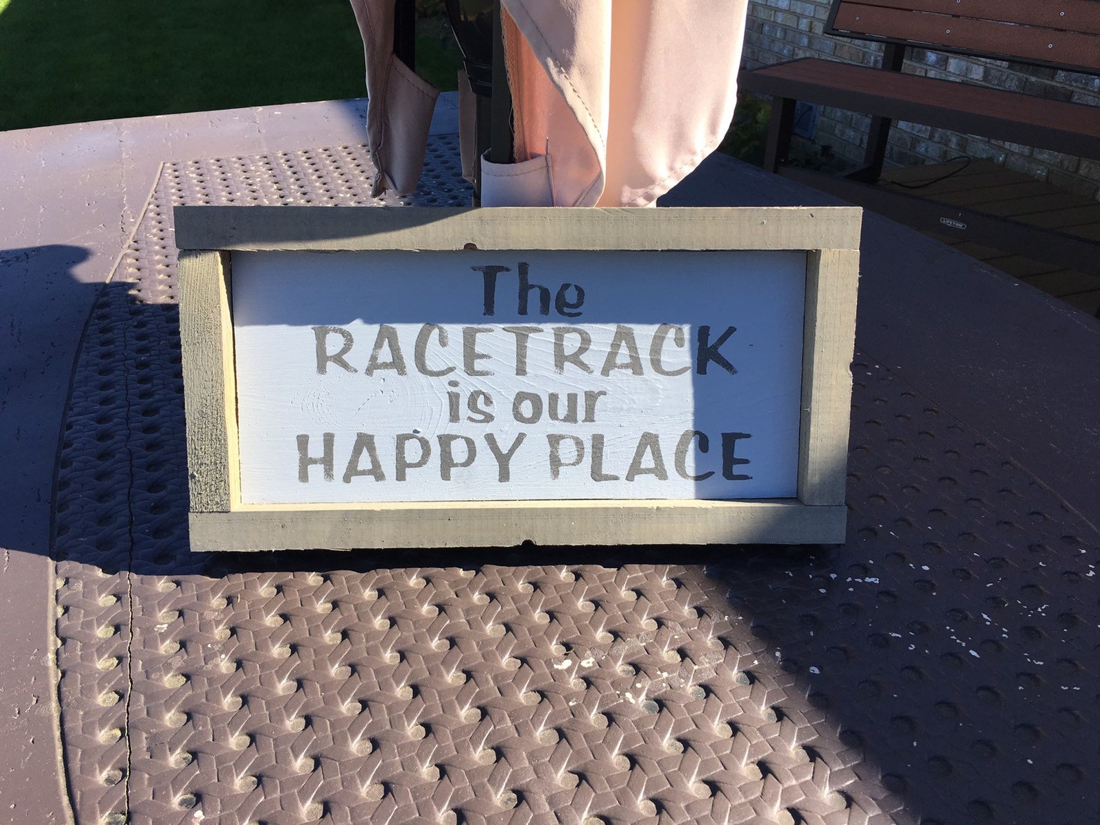 Farmhouse Racing Sign the Racetrack is Our Happy Place in Gray - Etsy