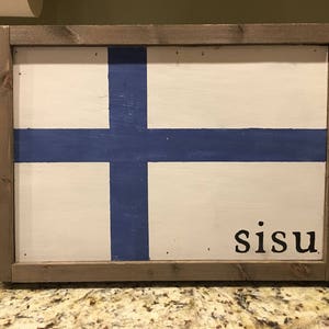 Farmhouse Finnish Flag Sisu Sign - Etsy