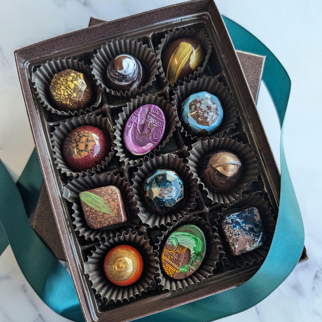Signature Chocolate Truffle Gift Box, Hostess Gift, Hand Painted ...