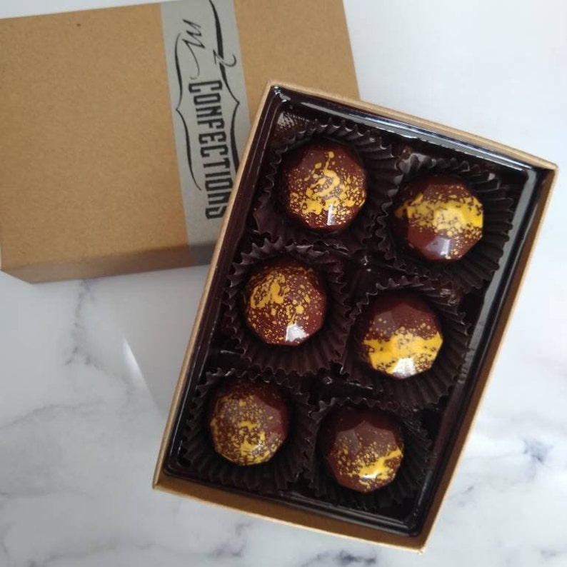 Dark Chocolate Sea Salt Caramel Bon Bons 6 Piece Truffle Box | Etsy
