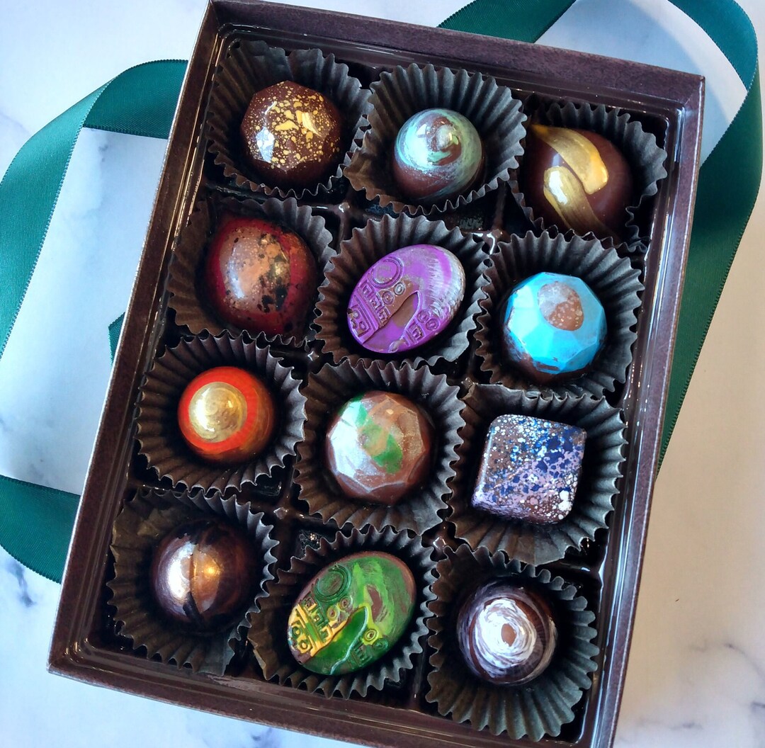 Signature Chocolate Truffle Gift Box, Hostess Gift, Hand Painted ...