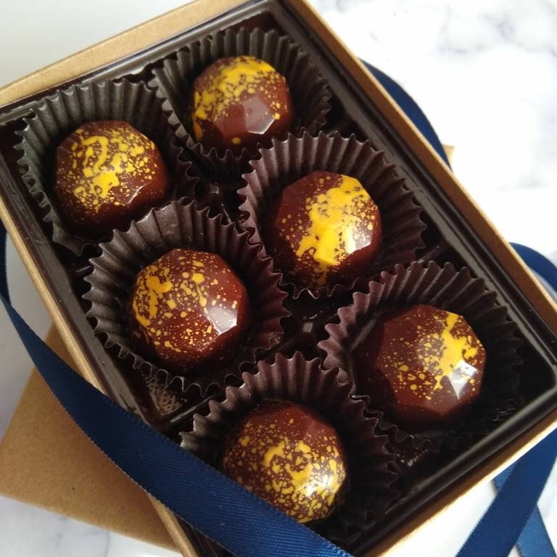 Dark Chocolate Sea Salt Caramel Bon Bons 6 Piece Truffle Box | Etsy