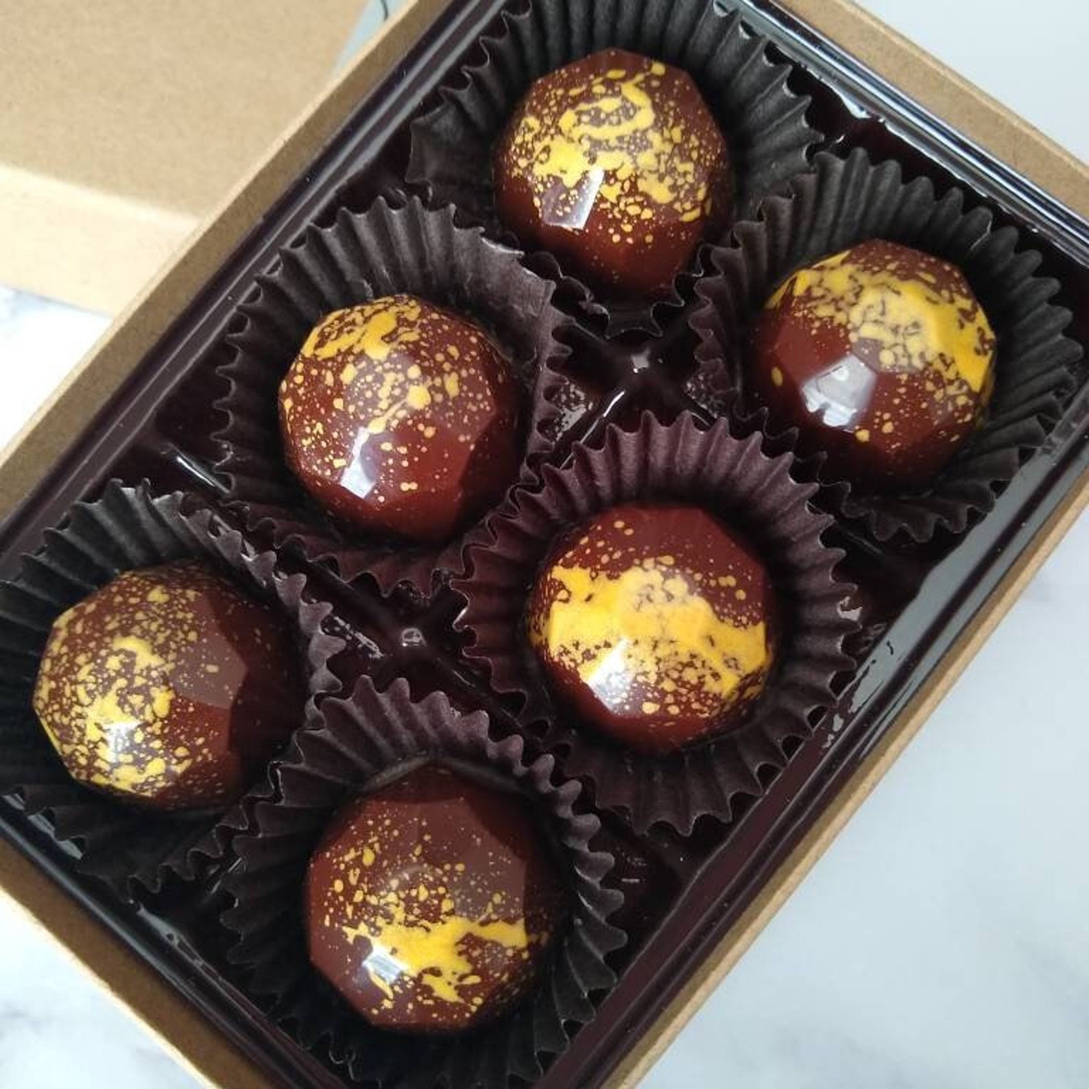 Dark Chocolate Sea Salt Caramel Bon Bons 6 Piece Truffle Box | Etsy