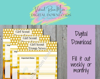 Girl Scouts Newsletter Printable / Colorful Monthly Newsletter Package ...