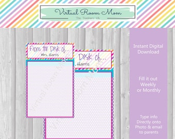 Colorful, Fun "from the Desk Of..." / Teacher Stationery / Instant ...