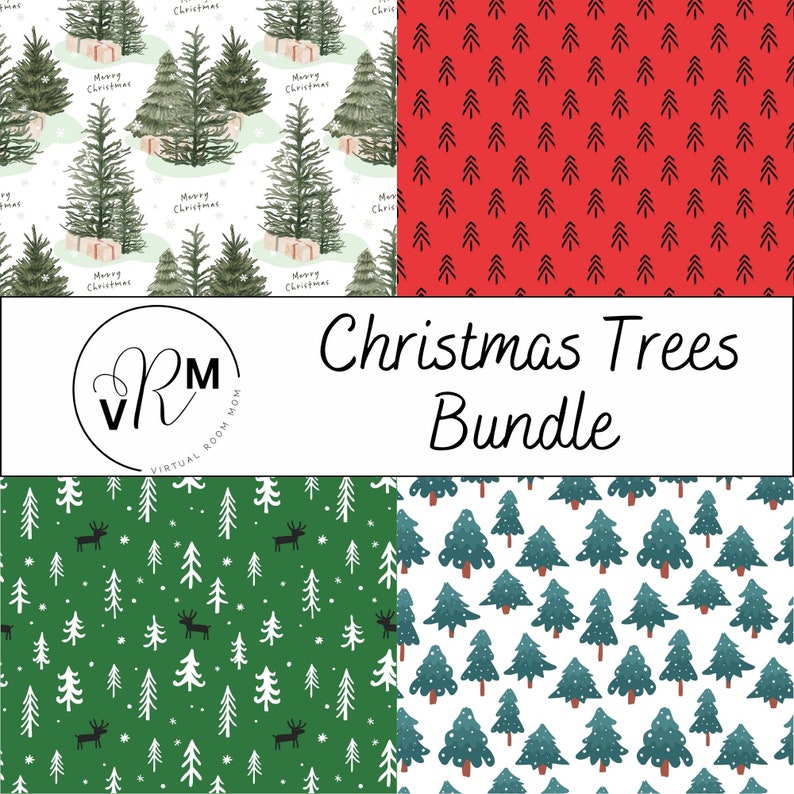 12 Christmas Tree Digital Wallpaper Paper Bundle 12 X 12 Instant ...