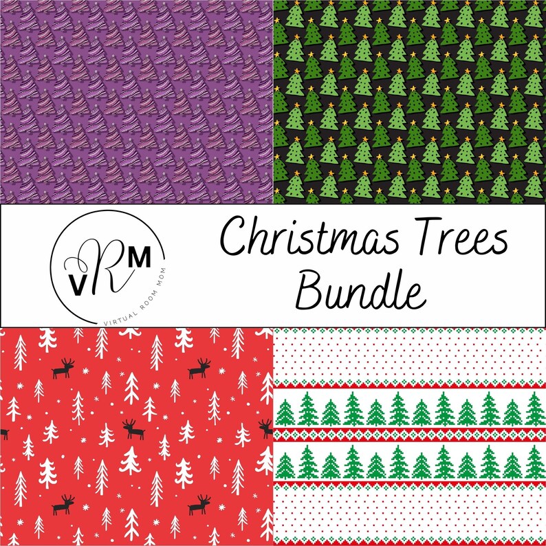 12 Christmas Tree Digital Wallpaper Paper Bundle 12 X 12 Instant ...