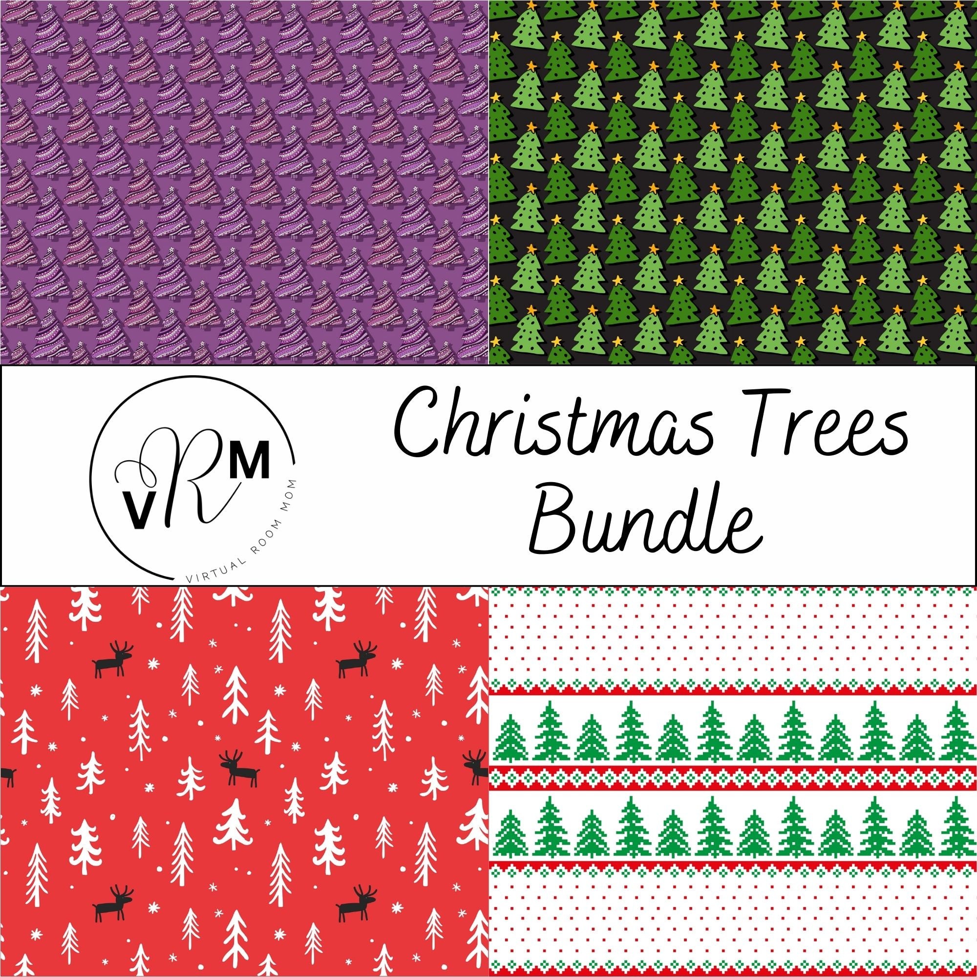 12 Christmas Tree Digital Wallpaper Paper Bundle 12 X 12 Instant ...