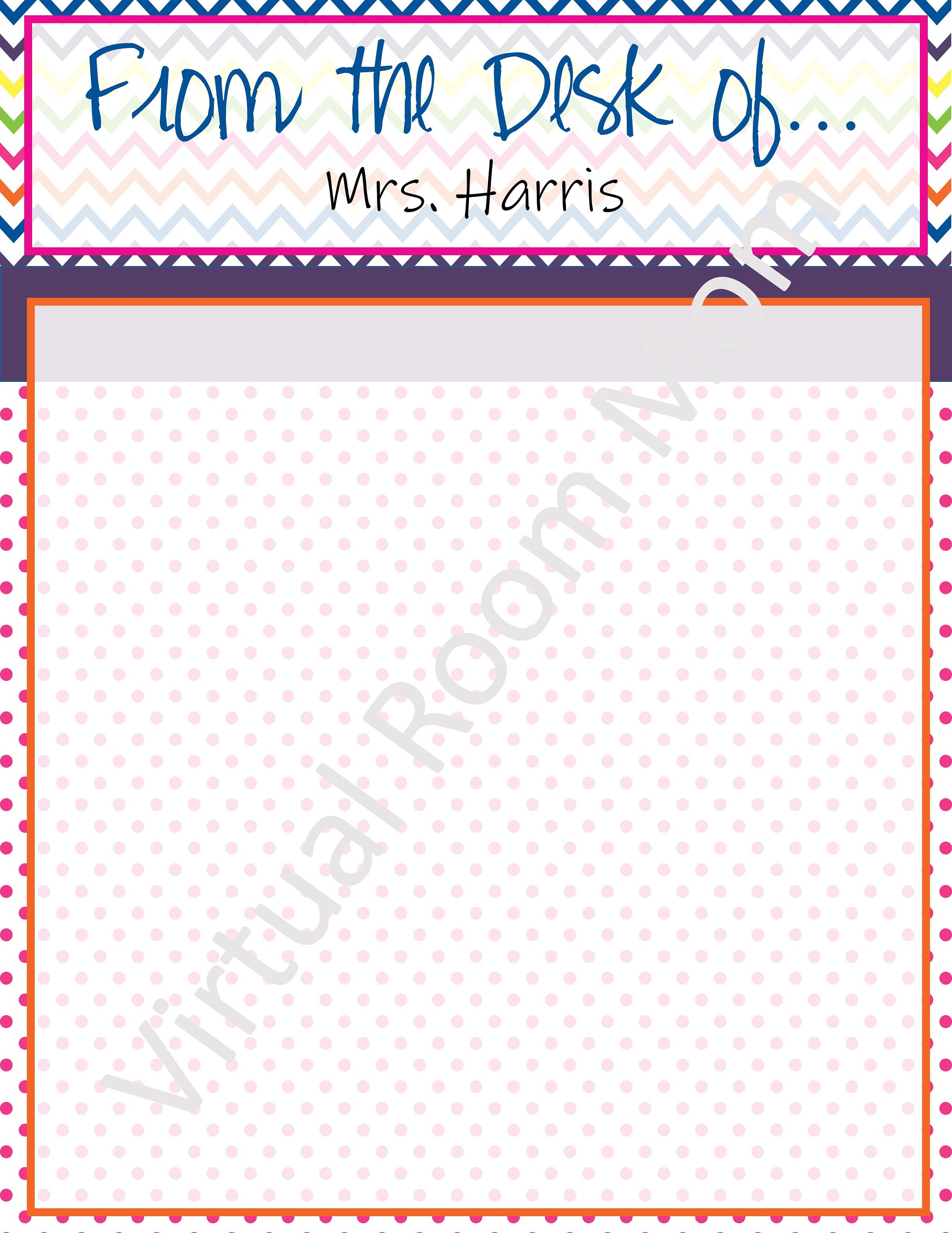 Colorful, Fun "from the Desk Of..." / Teacher Stationery / Instant ...