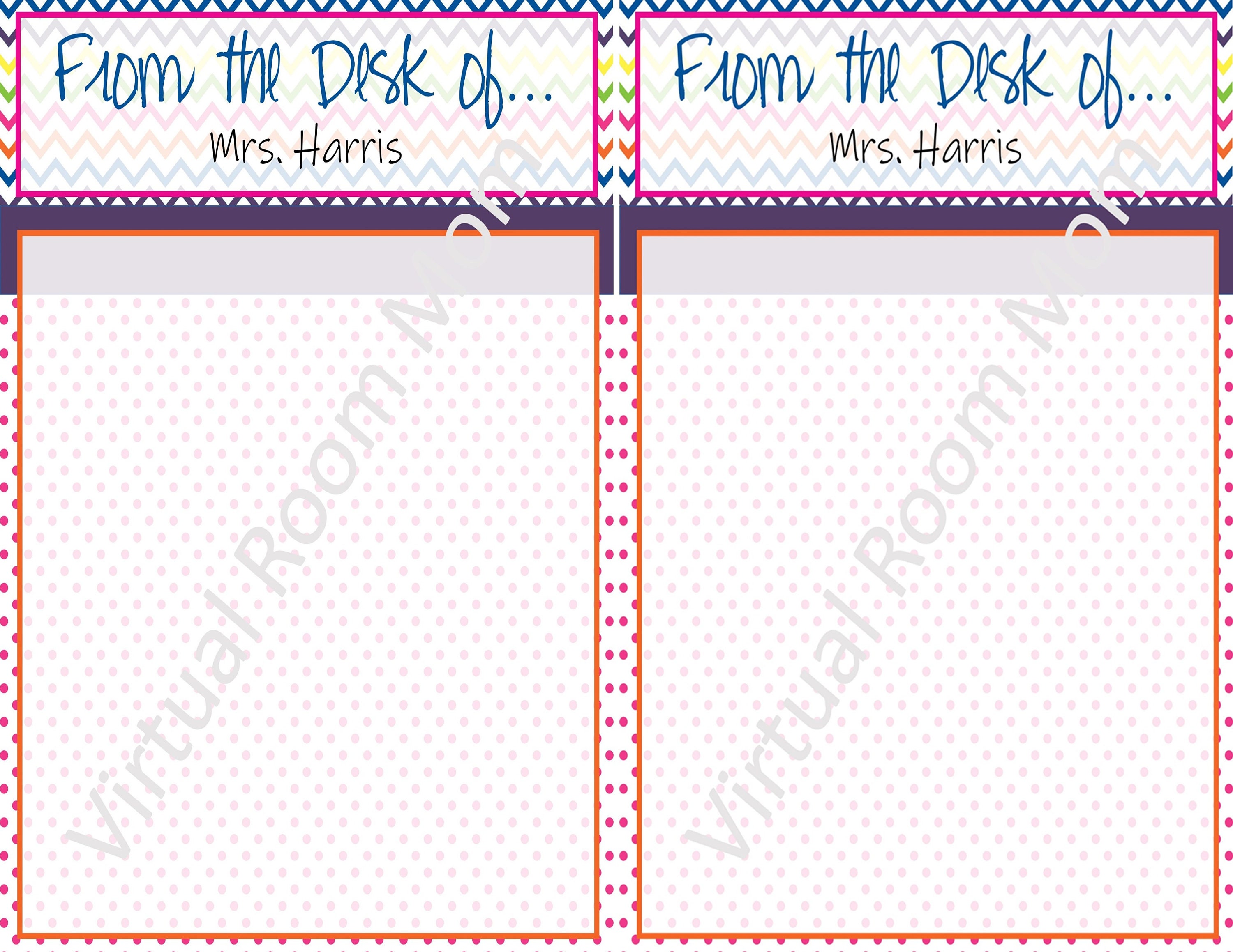 Colorful, Fun "from the Desk Of..." / Teacher Stationery / Instant ...