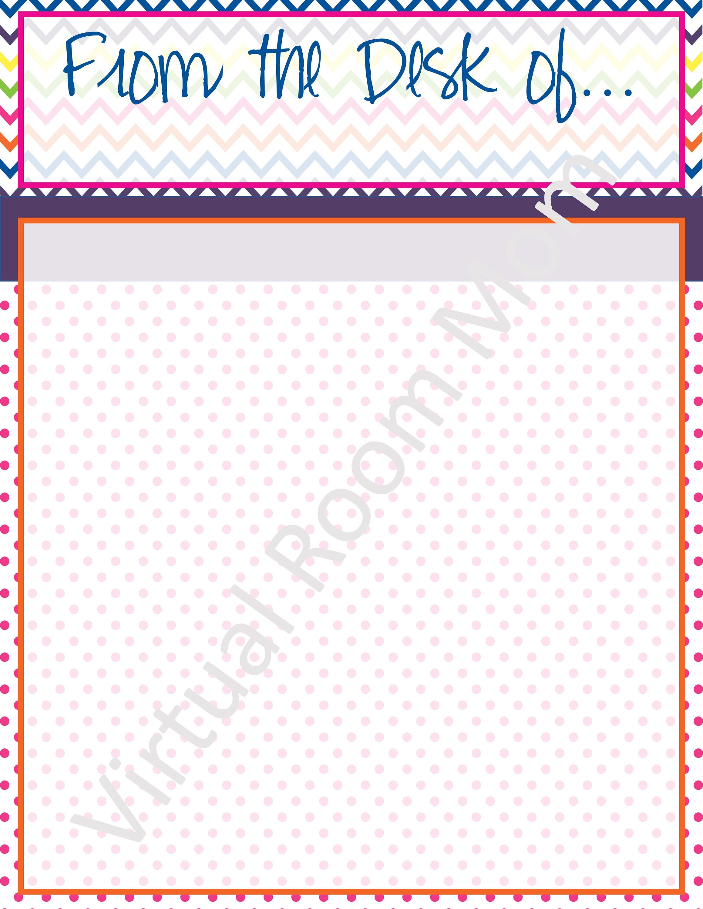 Colorful, Fun "from the Desk Of..." / Teacher Stationery / Instant ...