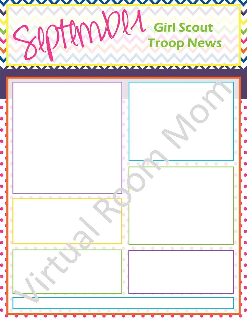 Girl Scouts Newsletter Printable / Colorful Monthly Newsletter Package ...