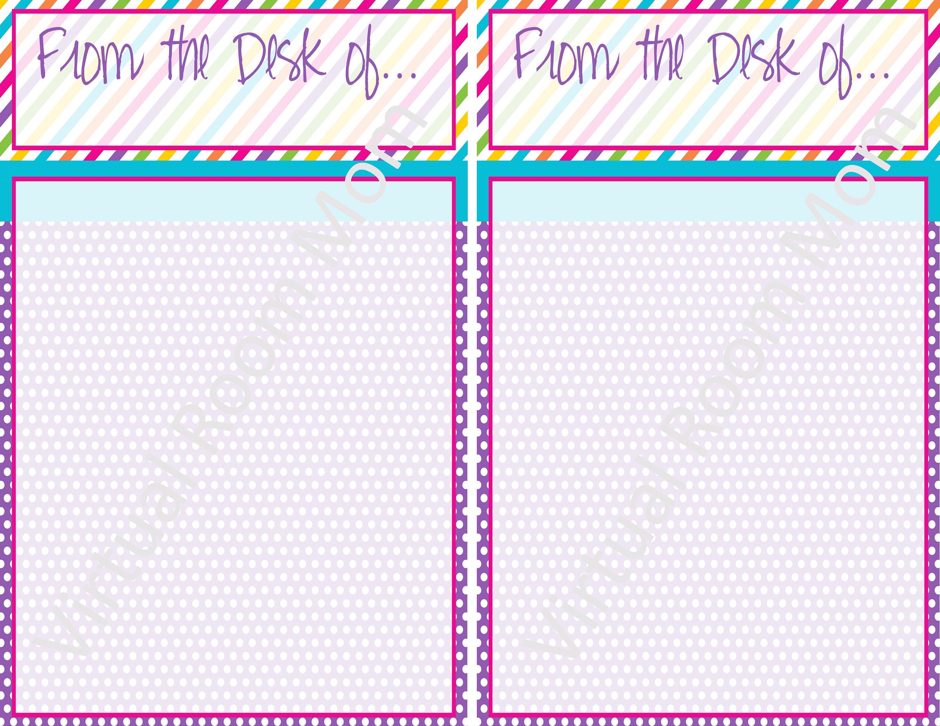 Colorful, Fun "from the Desk Of..." / Teacher Stationery / Instant ...