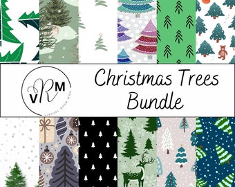 12 Christmas Tree Digital Wallpaper Paper Bundle 12 X 12 Instant ...