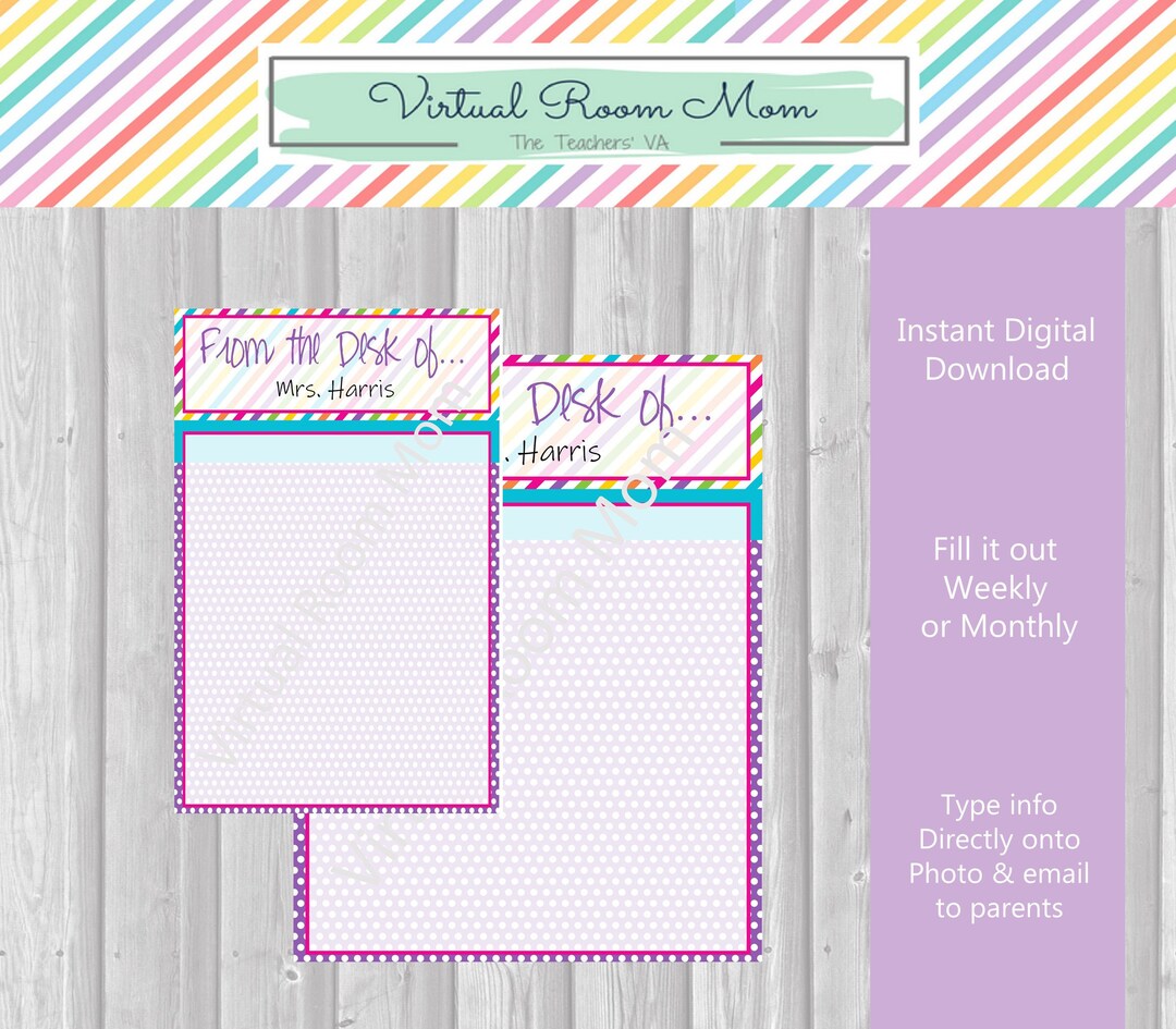 Colorful, Fun "from the Desk Of..." / Teacher Stationery / Instant ...