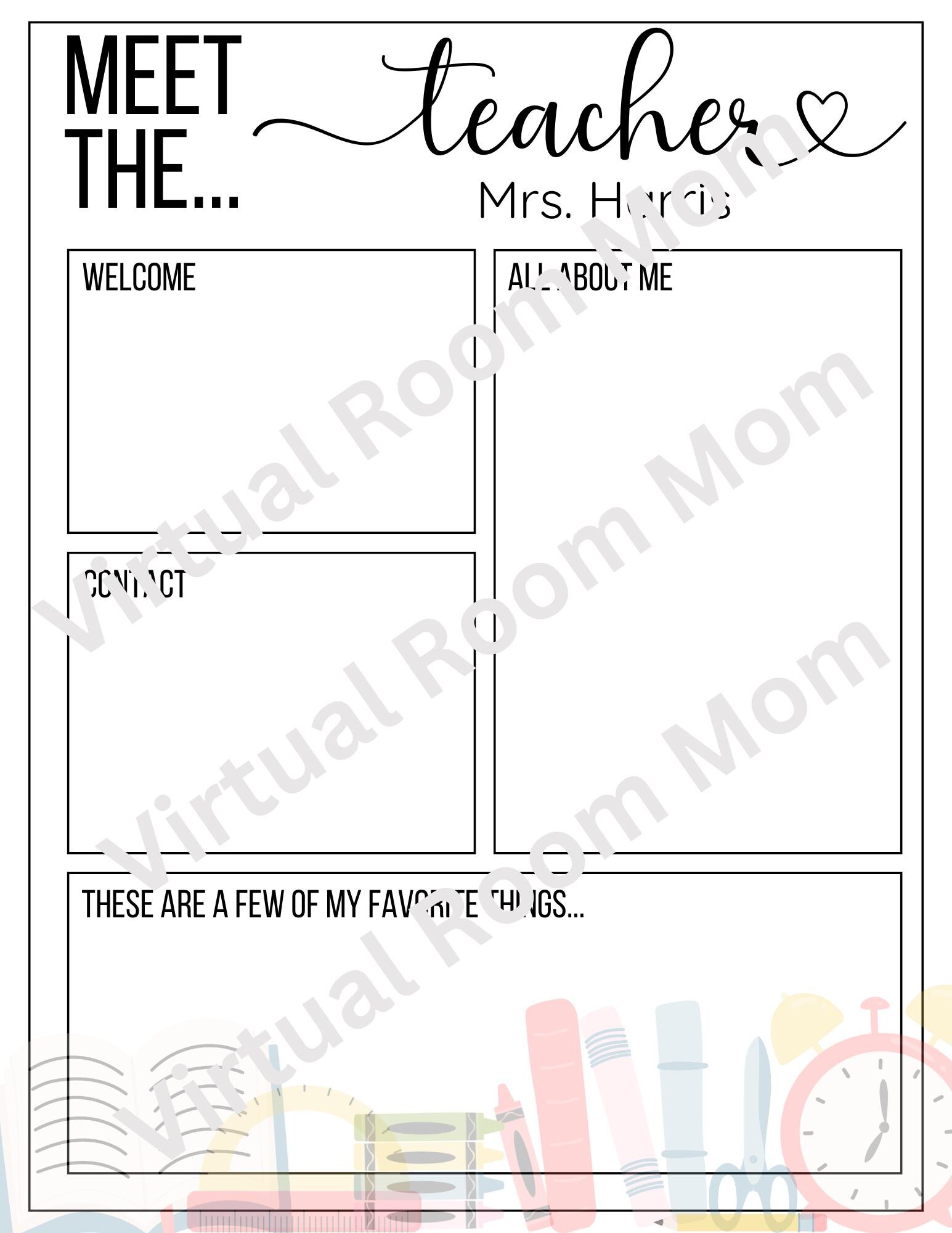 Meet the Teacher Printable Back to School Teacher Notes Instant Digital ...