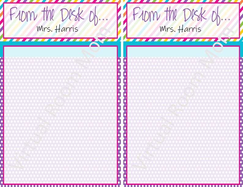 Colorful, Fun "from the Desk Of..." / Teacher Stationery / Instant ...