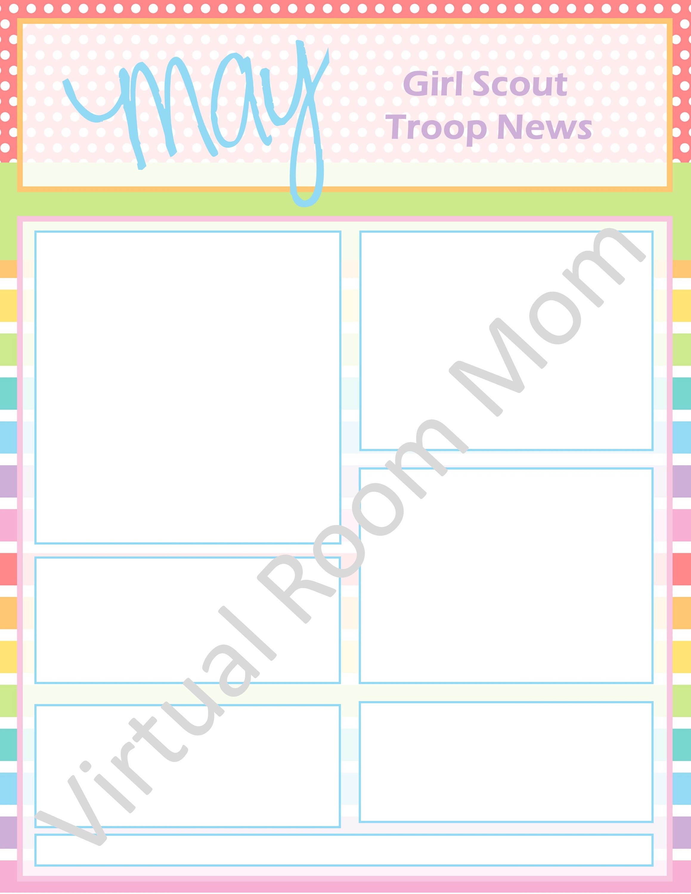 Girl Scouts Newsletter Printable / Colorful Monthly Newsletter Package ...