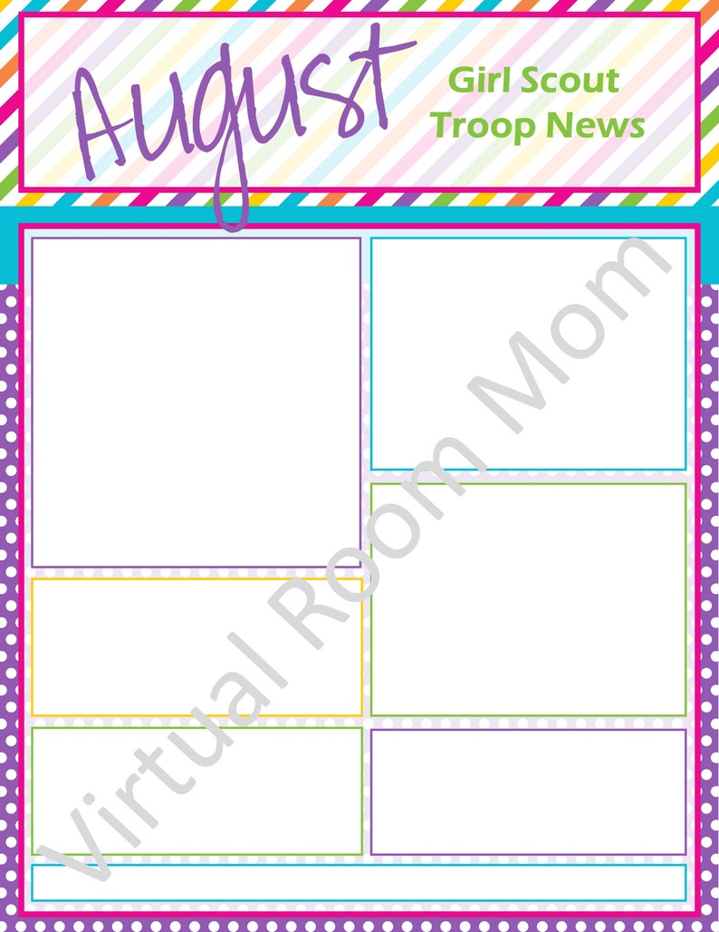 Girl Scouts Newsletter Printable / Colorful Monthly Newsletter Package ...