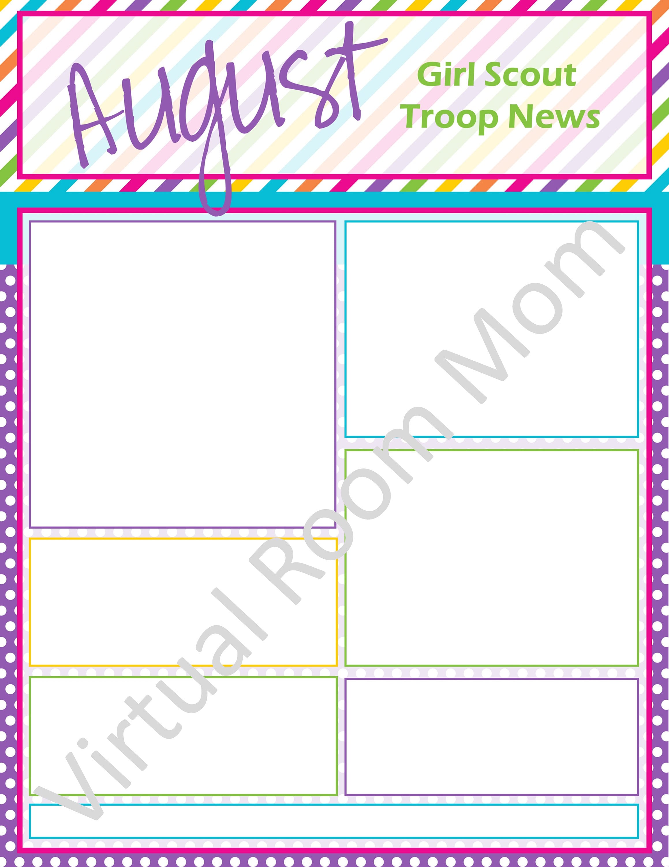 Girl Scouts Newsletter Printable / Colorful Monthly Newsletter Package ...