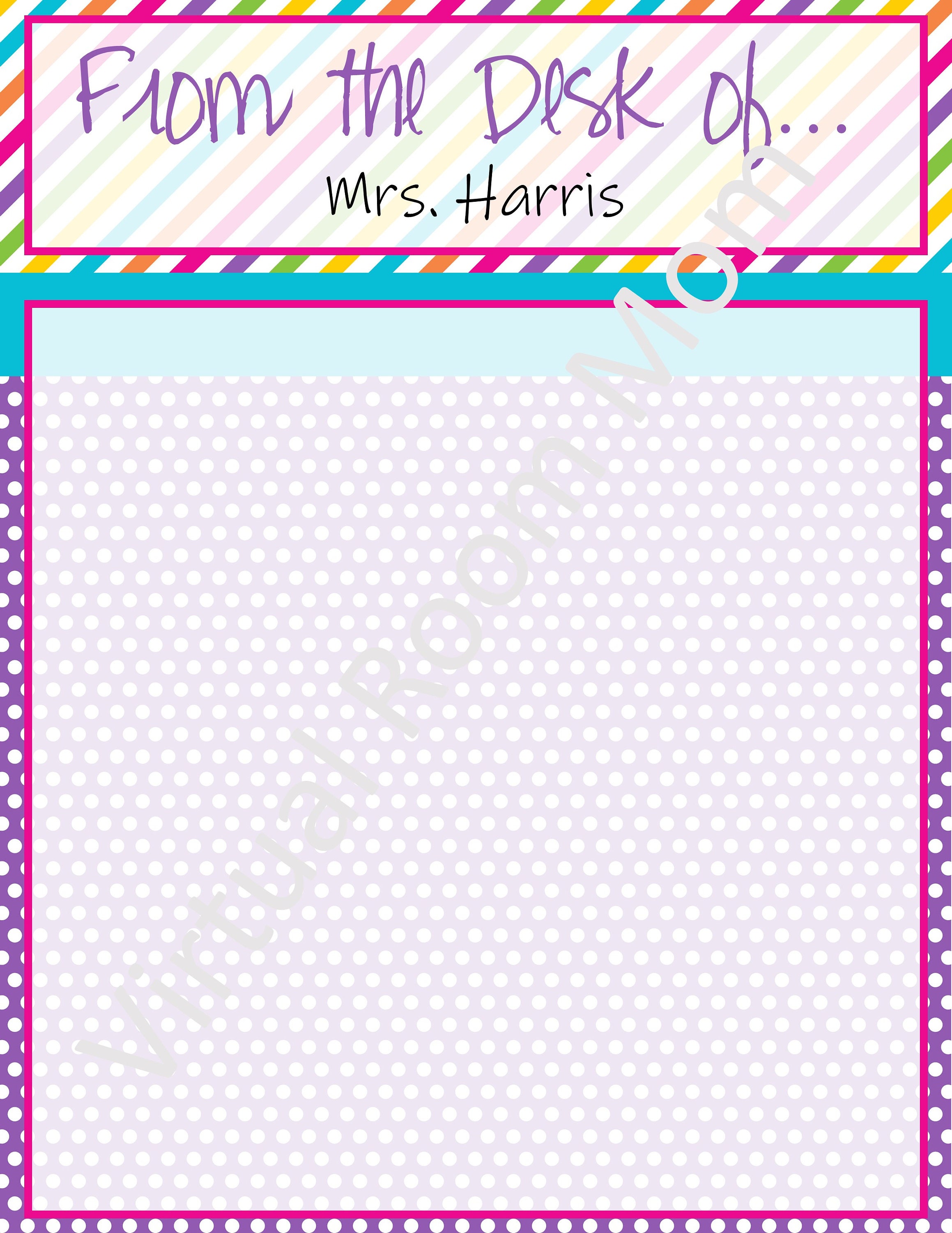 Colorful, Fun "from the Desk Of..." / Teacher Stationery / Instant ...