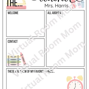 Meet the Teacher Printable Back to School Teacher Notes Instant Digital ...